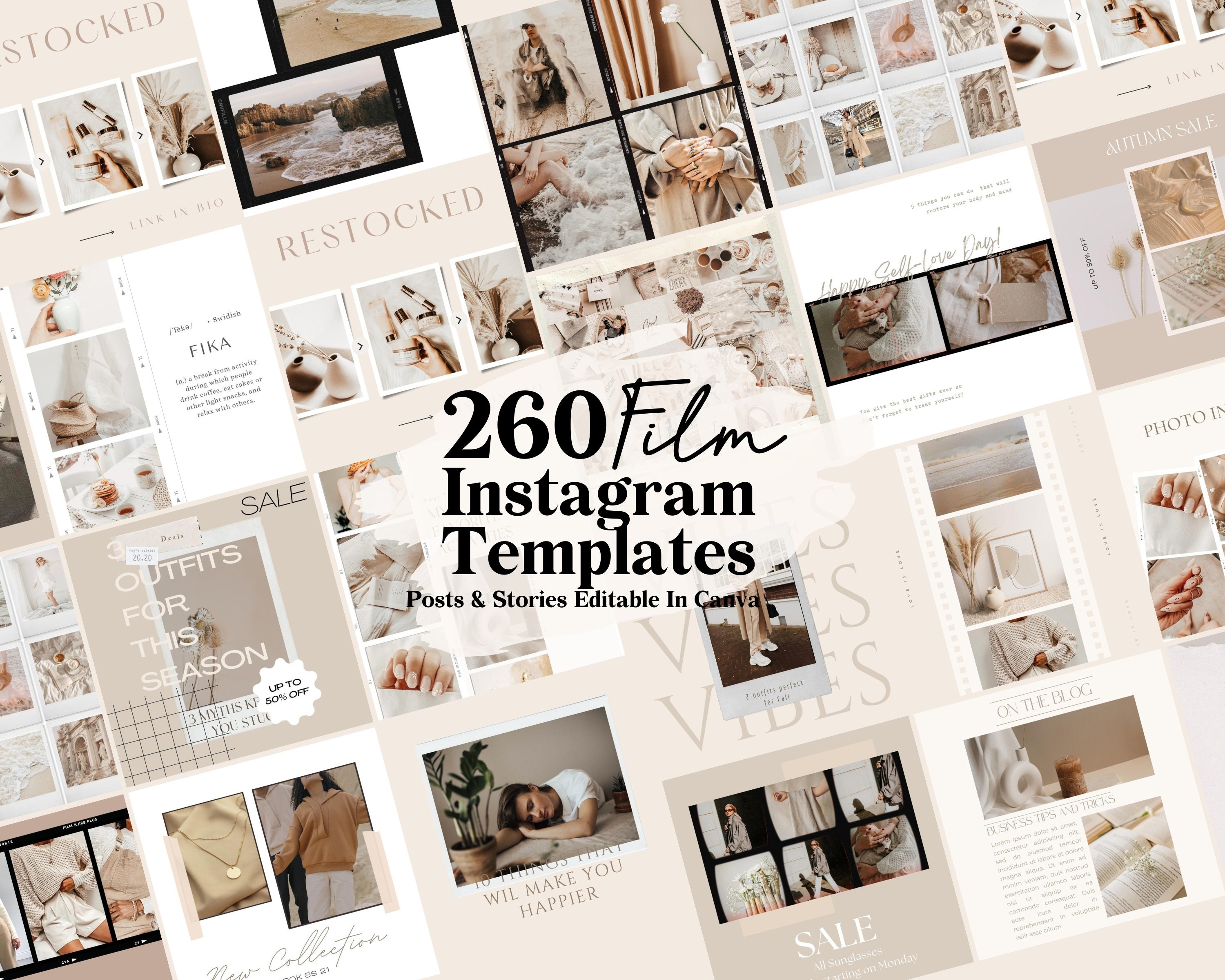260 FILM OVERLAYS Instagram Post & Reels Templates - Media Kit - Story ...