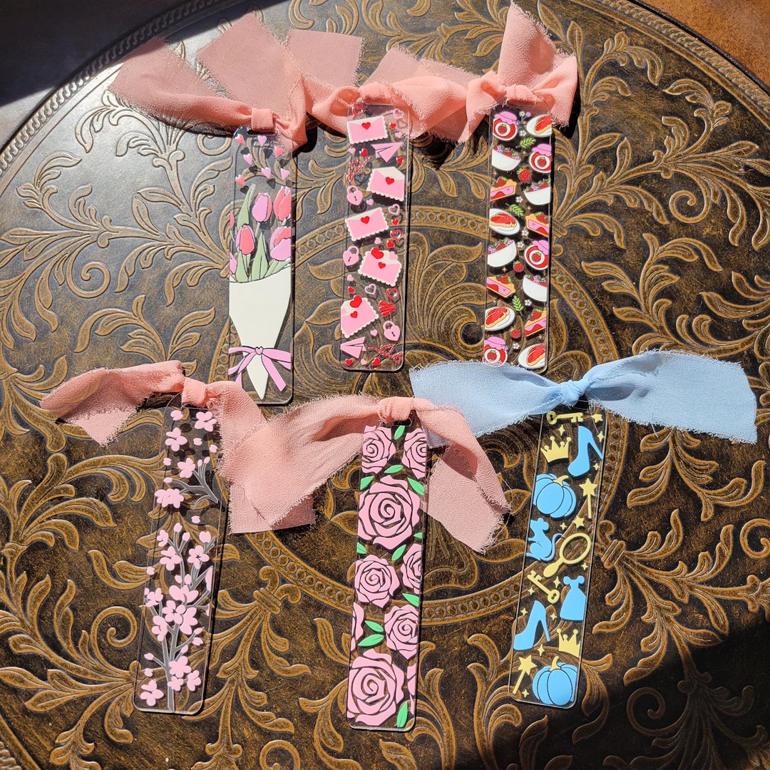 Acrylic Bookmark, Book Lover Gift, Floral Bookmarks, Tassel Bookmark ...