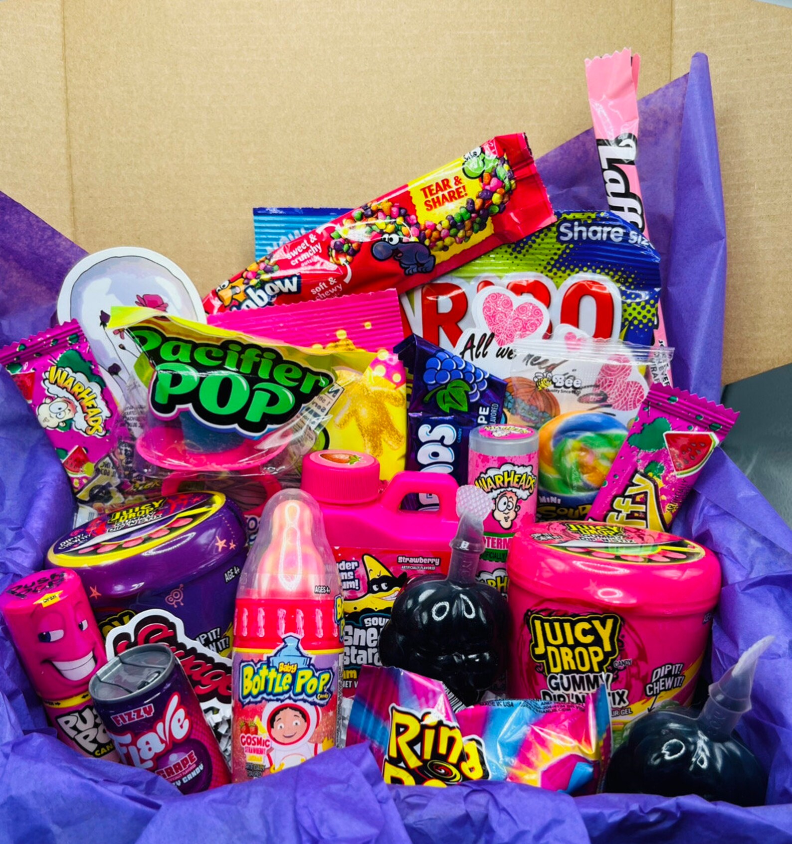 Pink & Purple Candy Gift Box With Popular Tik Tok Candies Over 2lbs of ...