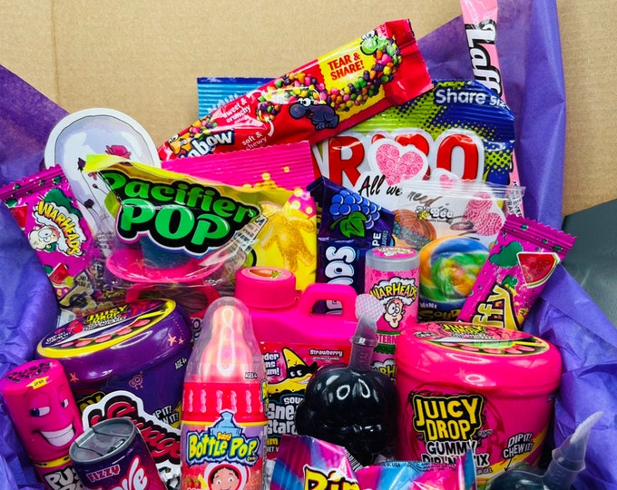Pink & Purple Candy Gift Box With Popular Tik Tok Candies - Over 2lbs ...