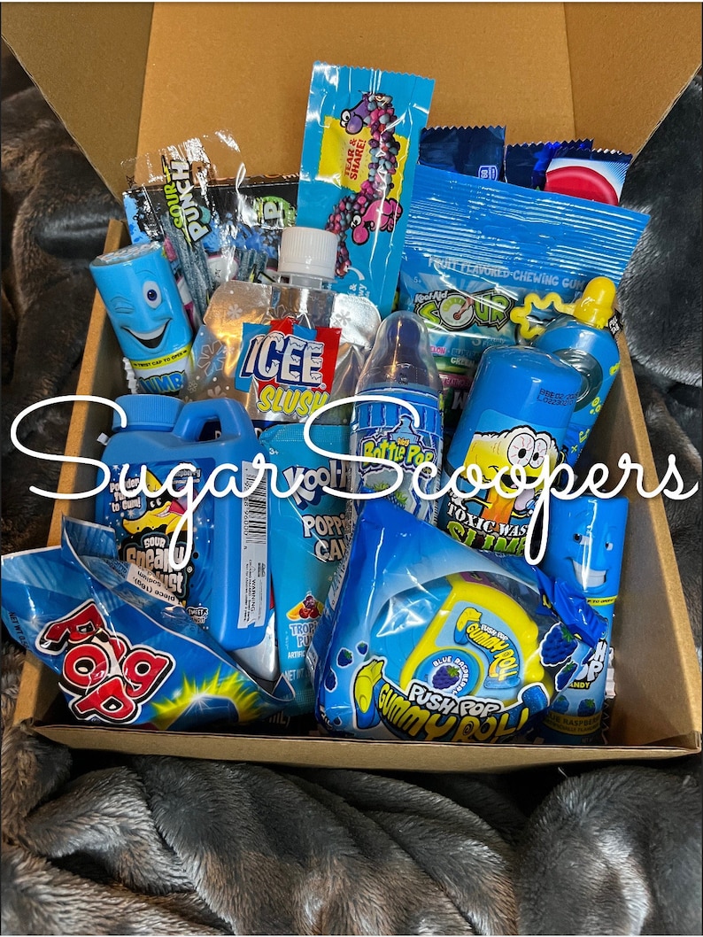 Blue Candy T Box With Popular And Sour Tik Tok Candies Over 2lbs Of