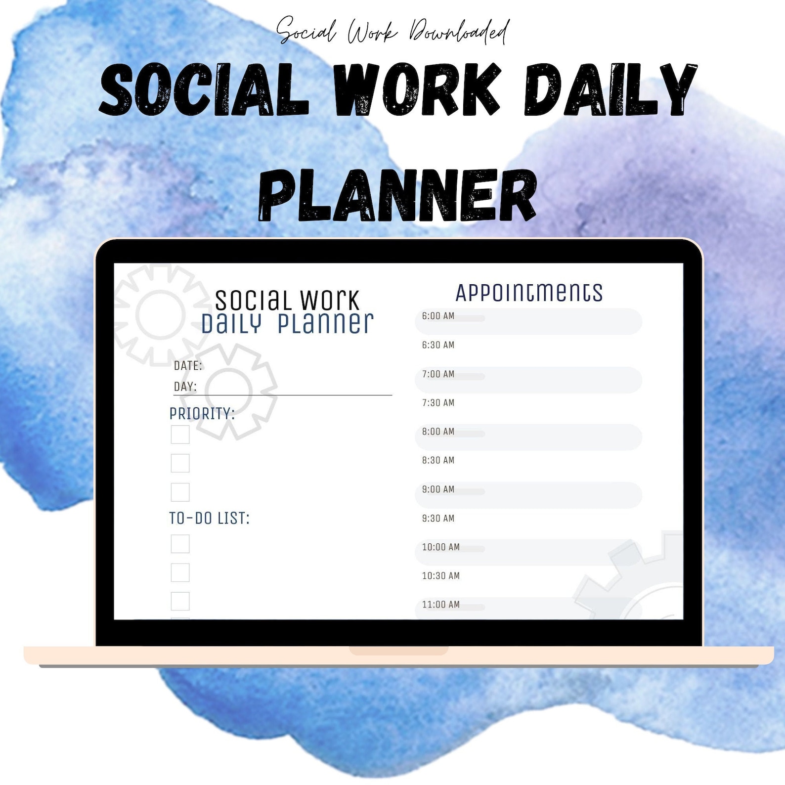 Social Work Daily Planner Printable | Appointments Hourly Schedule | to ...