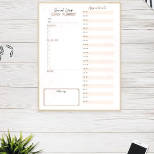 Social Work Daily Planner Printable | Appointments Hourly Schedule | to ...
