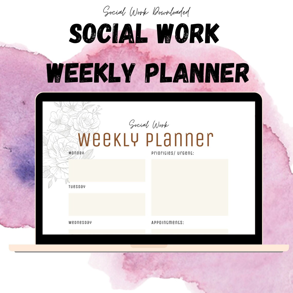 Social Work Weekly Planner Printable | Priorities, Urgent, Appointments ...