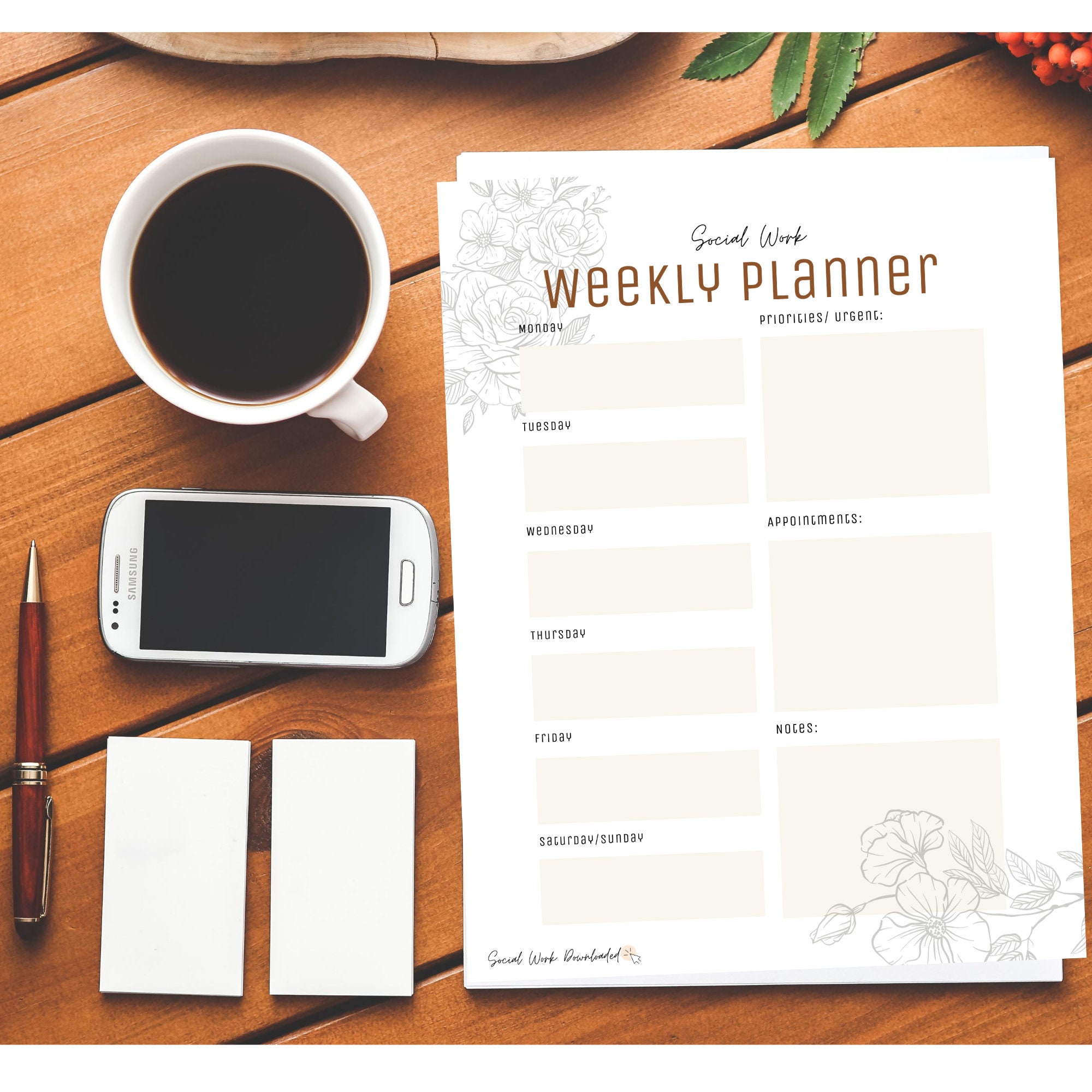 Social Work Weekly Planner Printable | Priorities, Urgent, Appointments ...