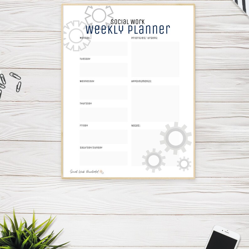 Social Work Weekly Planner Printable | Priorities, Urgent, Appointments ...