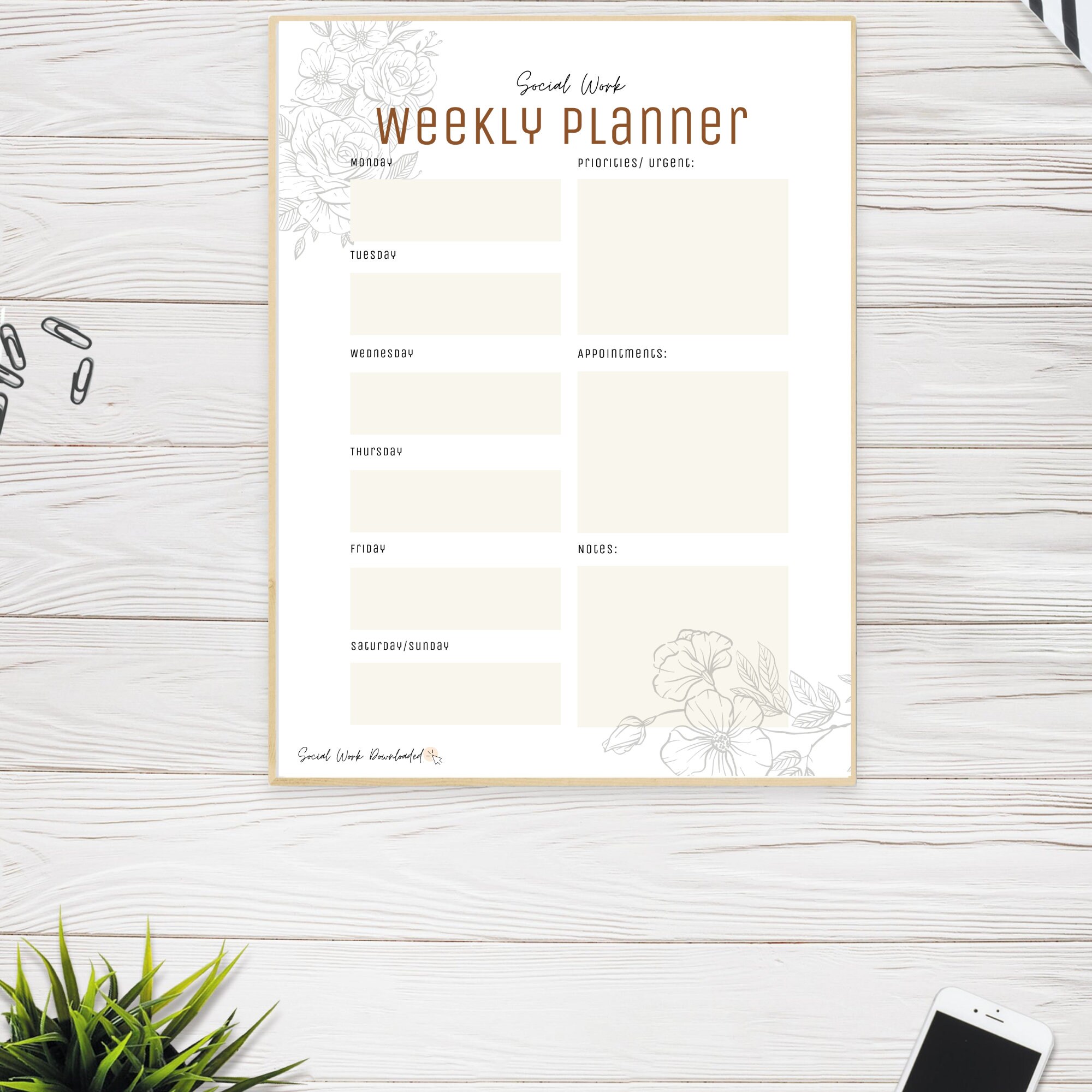 Social Work Weekly Planner Printable | Priorities, Urgent, Appointments ...