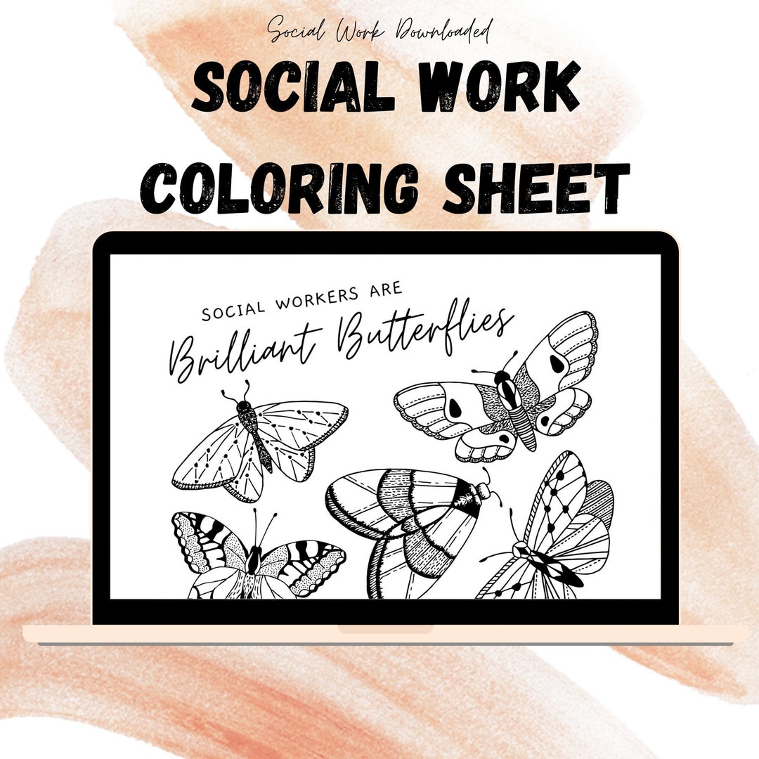Social Work Butterfly Coloring Sheet | Self-care Worksheet | Social ...