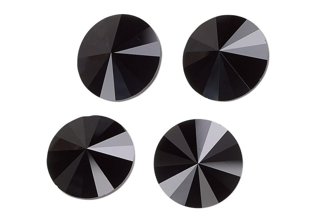 Swarovski Vintage Faceted Rivoli Crystal Art 1122 Pointed Back - Color Jet (black) - Unfoiled ...