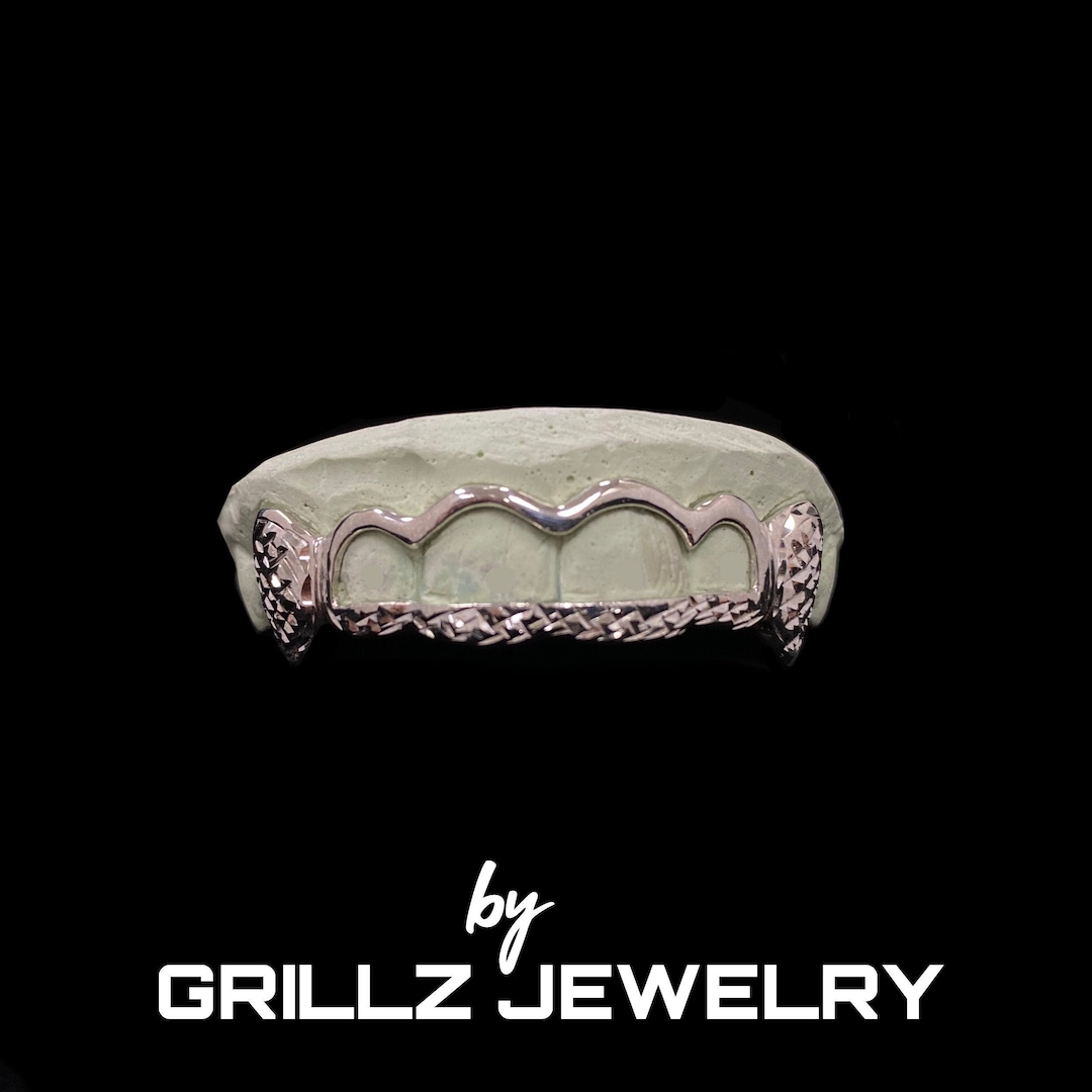 Custom Grillz Open Face Window Cuts With Diamond Cuts at Tips, Free ...