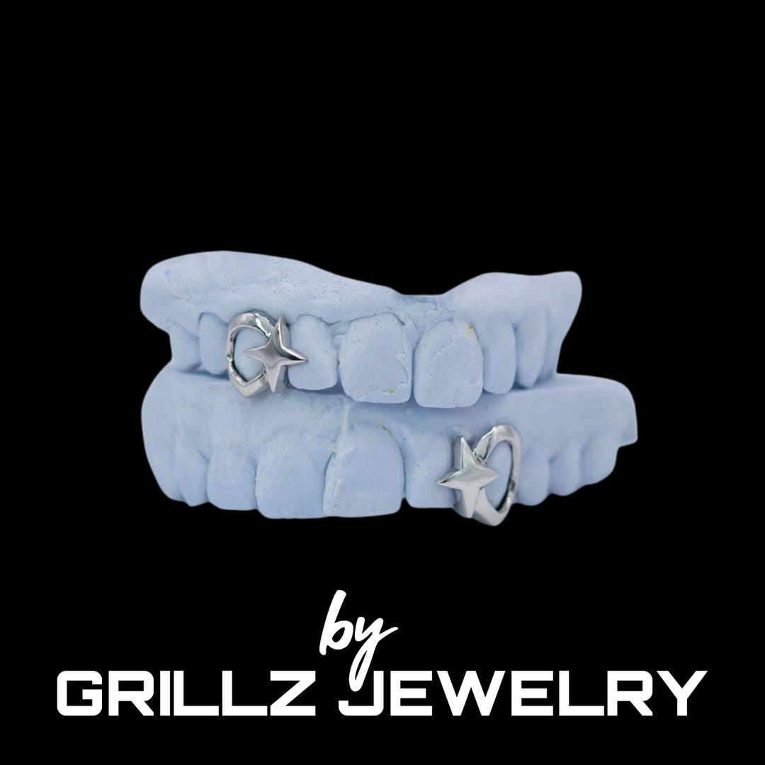 Custom Open Face Grillz: Sterling Silver Star Canine Fang Design - Etsy