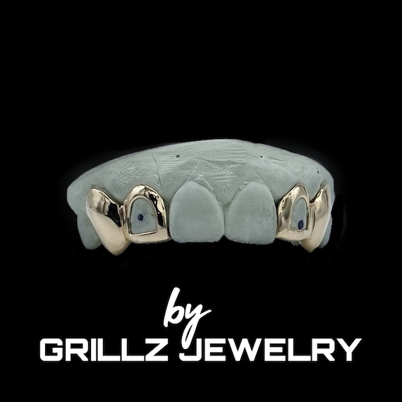Bottom Gold Grillz With Fangs