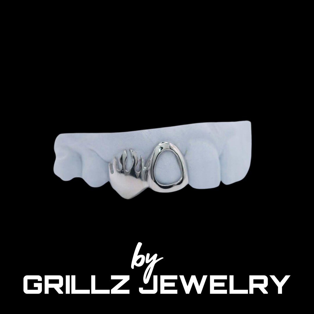 Custom Grillz 3D Fire Dripping, Grillz Custom Open Face Solid, Grillz Shiny Style Rapper, Custom ...