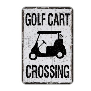 Golf Cart Crossing Sign, Contemporary Modern Farmhouse Metal Wall Decor ...