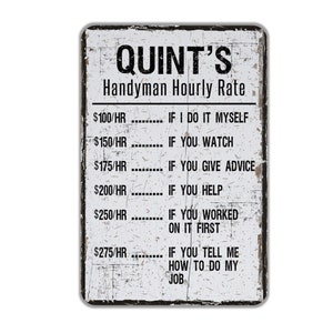 Handyman Hourly Rate Metal Sign, Personalized Contemporary Modern ...