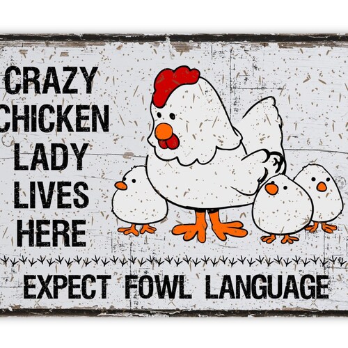 Crazy Chicken Lady Funny Rustic Custom Metal Sign Modern - Etsy