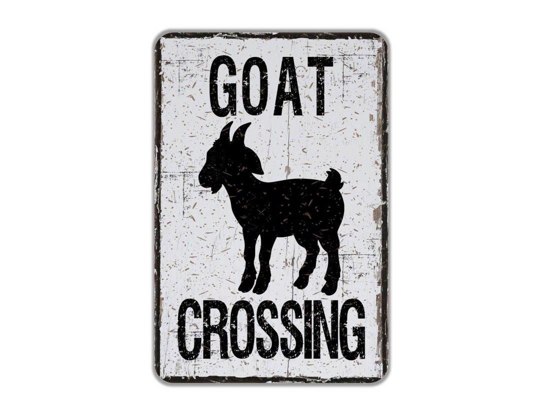 Vintage Style Goat Crossing Farm Metal Sign, Contemporary Modern ...