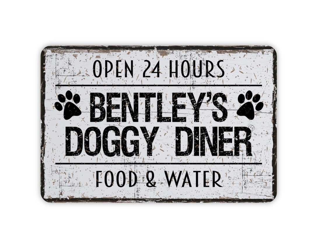 Personalized Doggy Diner Funny Rustic Custom Metal Sign - Custom Modern ...