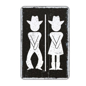 Funny Cowboy Cowgirl Bathroom Sign, Custom Contemporary Modern ...
