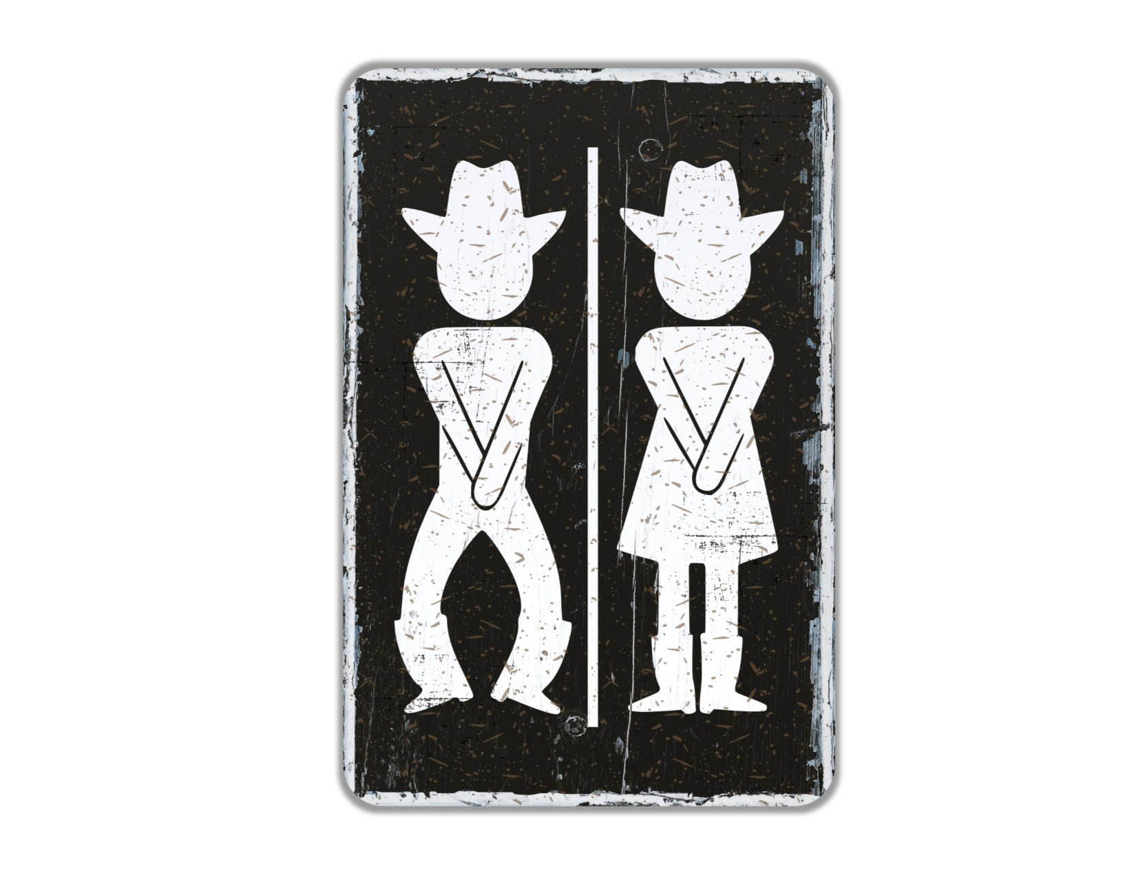 Funny Cowboy Cowgirl Bathroom Sign, Custom Contemporary Modern ...