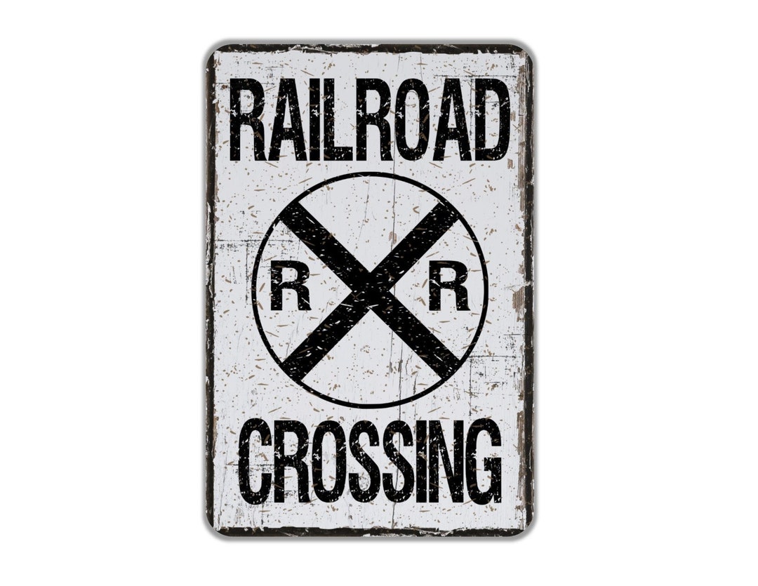Railroad Crossing Metal Sign, Contemporary Modern Farmhouse Wall Decor ...