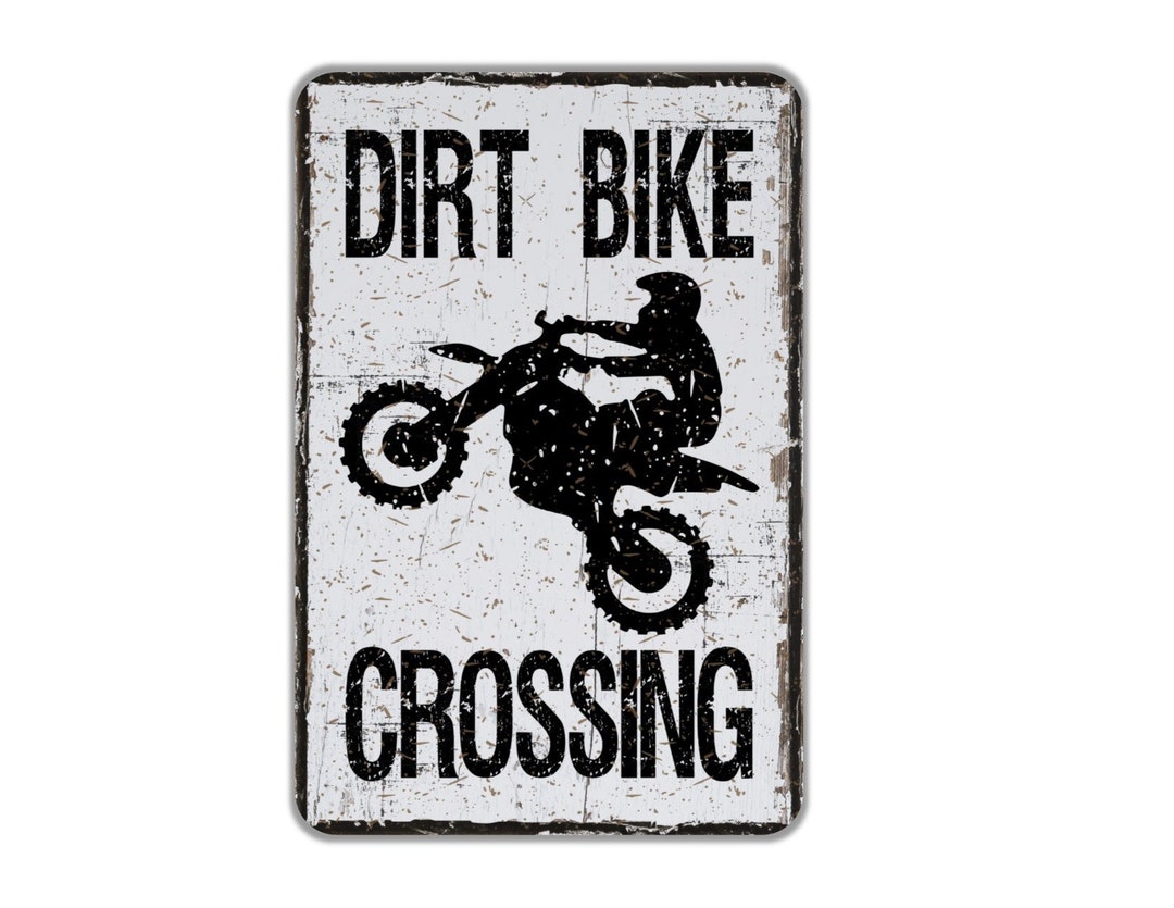 Dirt Bike Crossing Metal Sign, Contemporary Modern Farmhouse Wall Decor ...