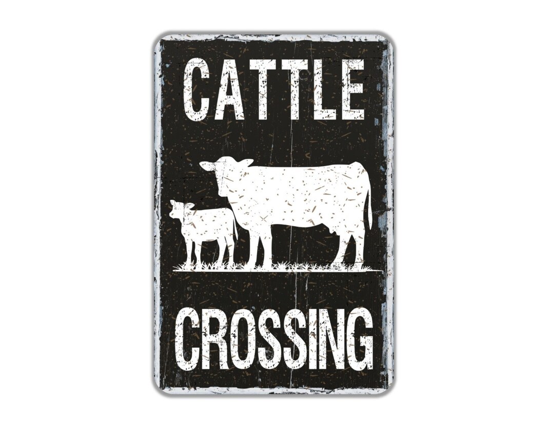 Cattle Crossing Sign, Contemporary Modern Farmhouse Metal Wall Decor ...