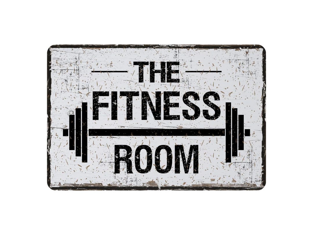 Vintage Style Fitness Room Sign, Contemporary Modern Farmhouse Metal ...