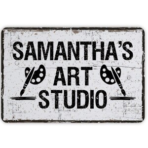 Personalized Art Studio Sign, Custom Rustic Distressed Modern Metal ...