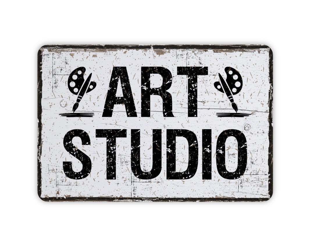 Art Studio Sign, Rustic Distressed Modern Farmhouse Metal Wall Decor ...
