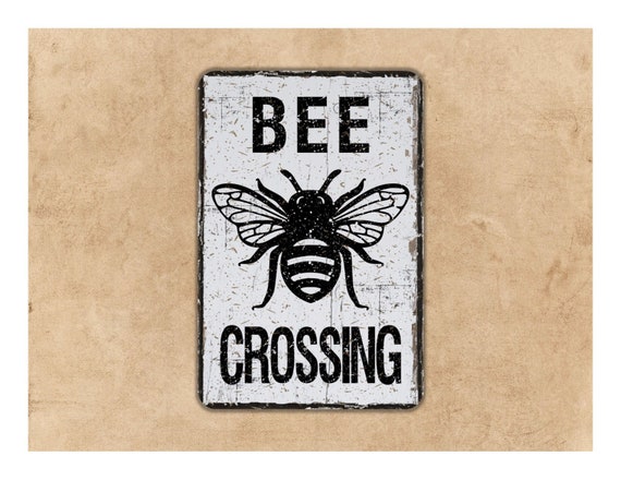 Bee Crossing Sign Metal Distressed Vintage Style Sign - Etsy