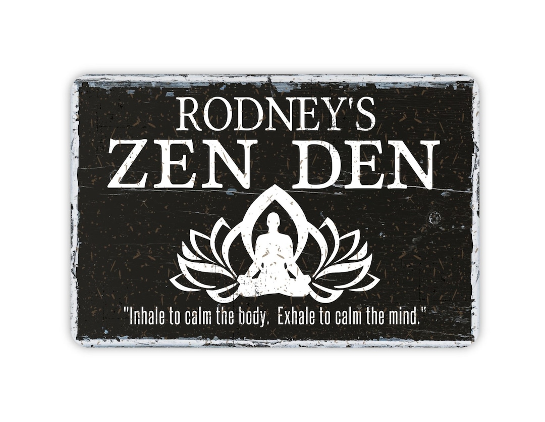 Personalized Zen Den Metal Yoga Sign, Custom Contemporary Modern ...