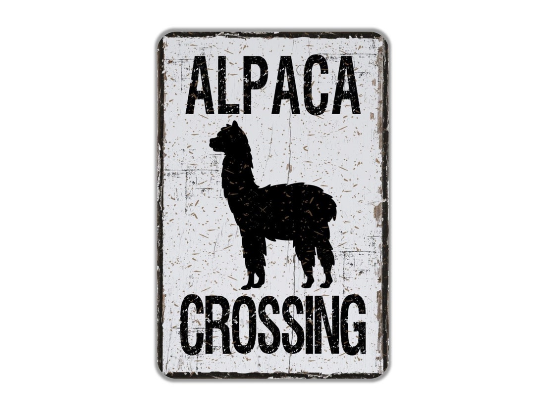 Alpaca Crossing Farm Animal Metal Sign, decoración de pared de granja ...