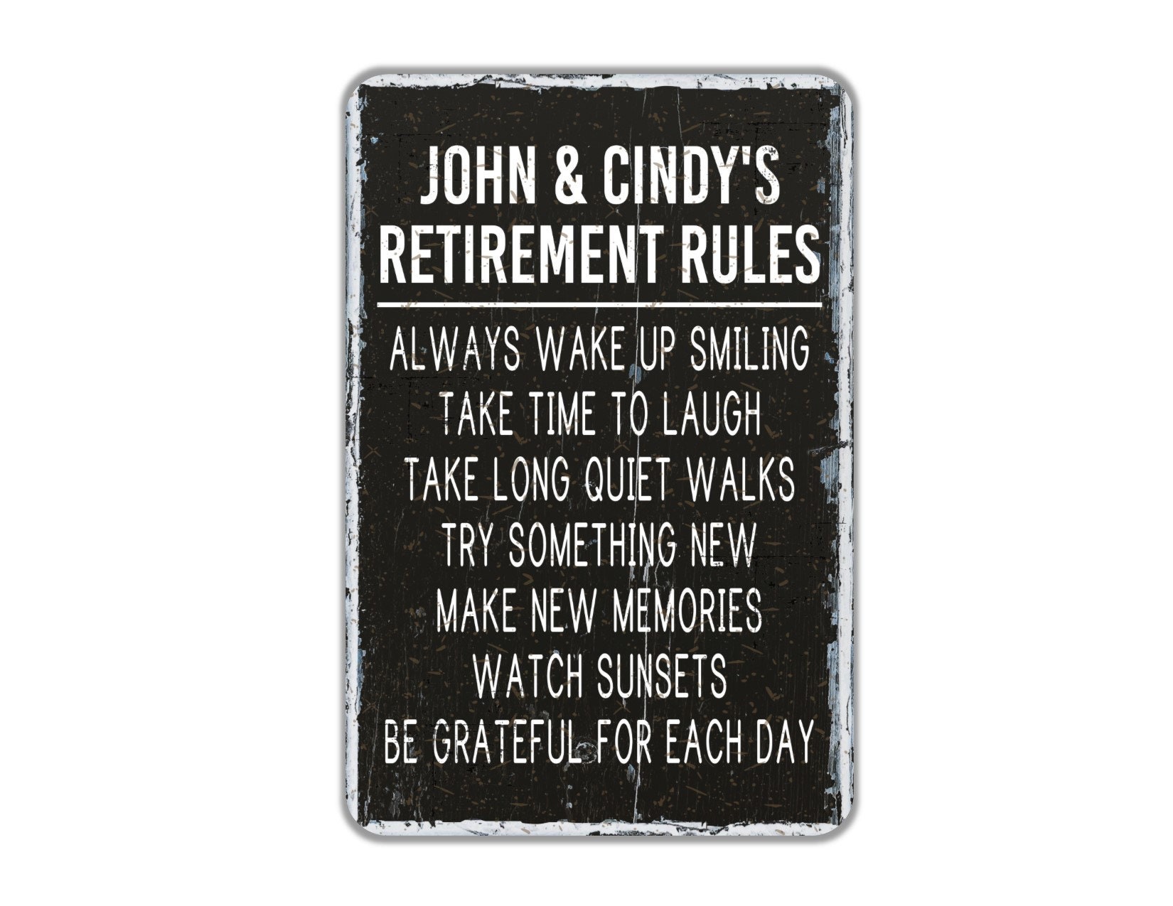 Personalized Retirement Rules Metal Sign Distressed - Etsy