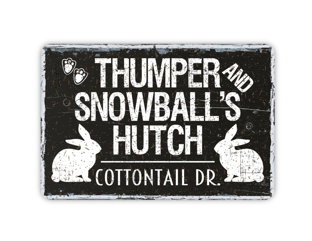 Vintage Style Personalized Custom 2 Bunny Rabbit Hutch Cute Metal Sign ...
