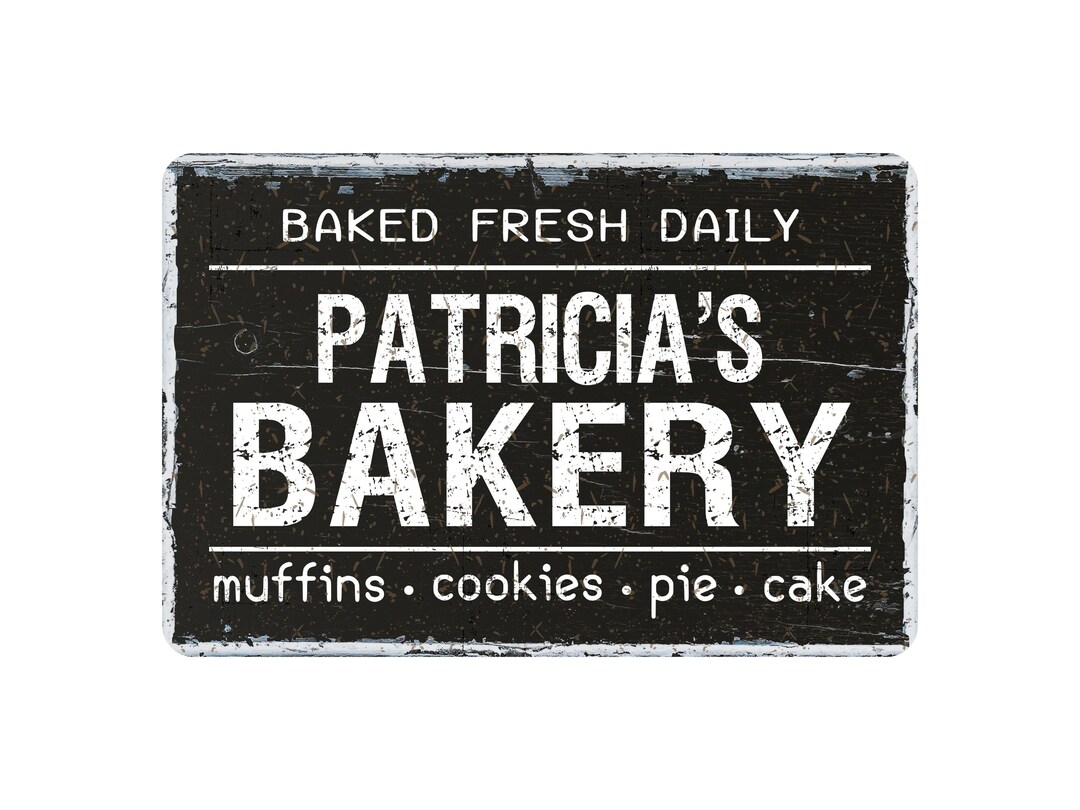Personalized Custom Bakery Sign, Distressed Contemporary Modern ...