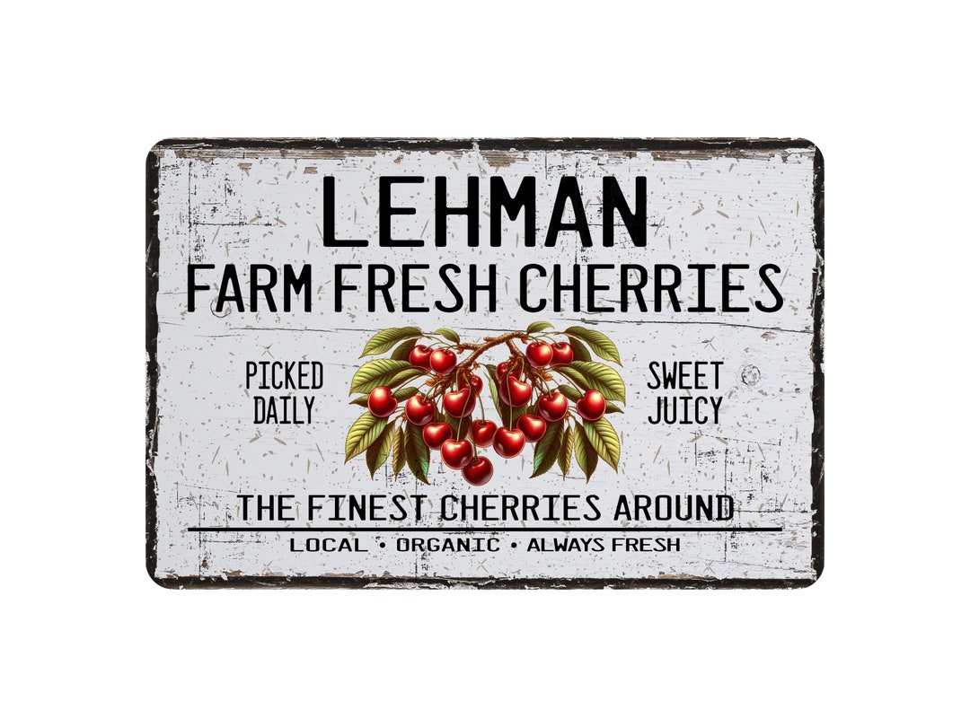 Farm Fresh Cherries Sign, Personalized Contemporary Modern Farmhouse ...