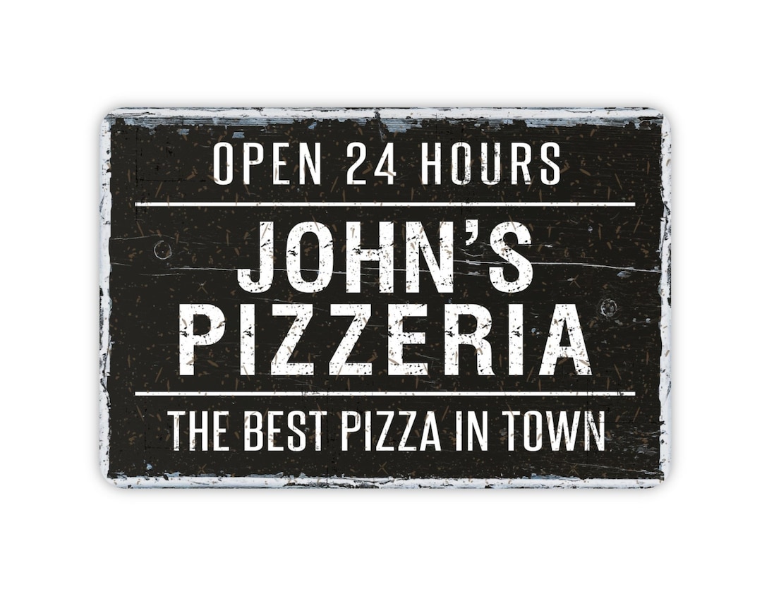 Pizzeria Pizza Sign, Custom Personalized Contemporary Modern Farmhouse ...