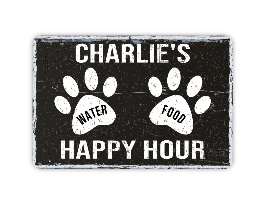 Personalized Dog Cat Happy Hour Sign, Food Station Sign for Cat Dog ...