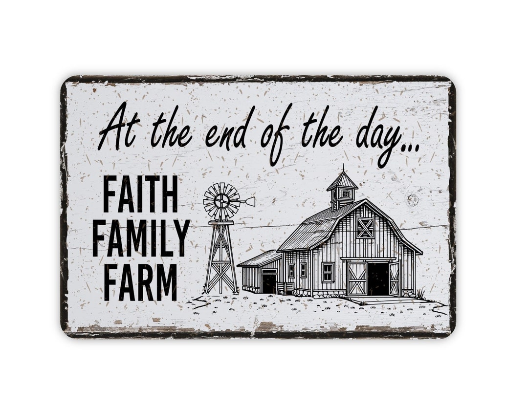Faith Family Farm Sign, Rustic Looking Contemporary Modern Farmhouse ...