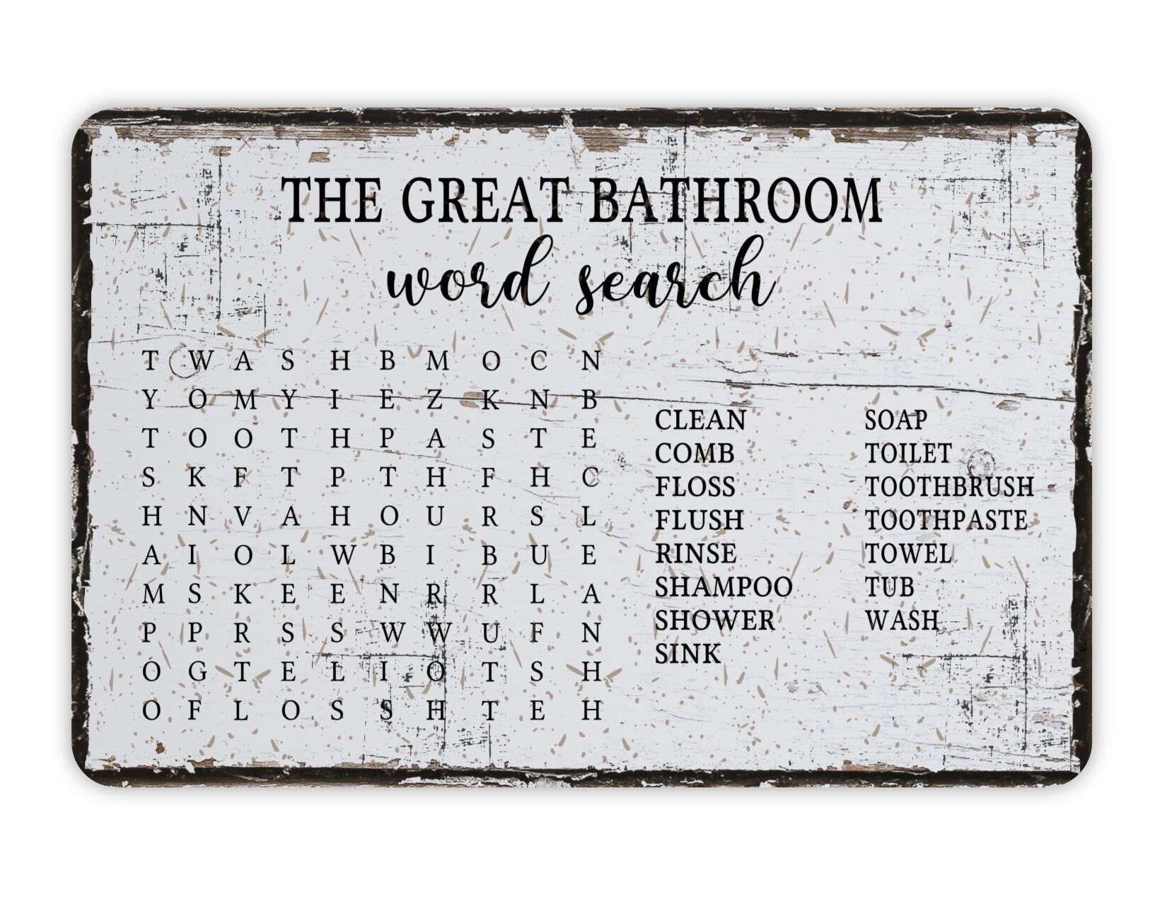 Rustic Funny Bathroom Word Search Metal Sign Contemporary - Etsy