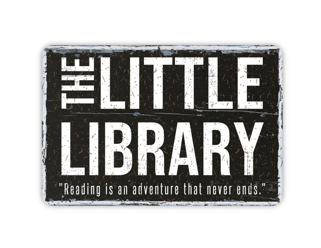 The Little Library Vintage Style Metal Sign, Contemporary Modern ...