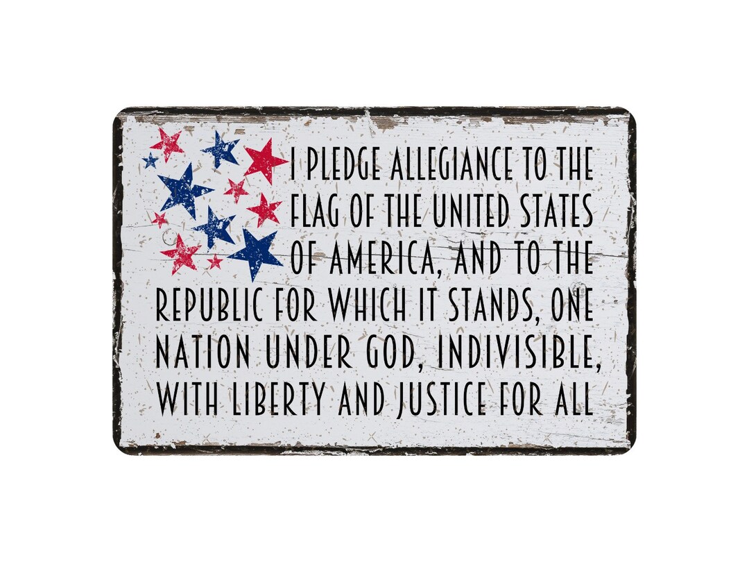 Pledge of Allegiance Metal Sign, Distressed Rustic Farmhouse Style Wall ...