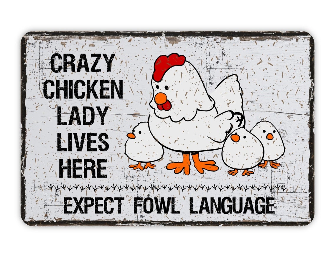 Crazy Chicken Lady Funny Rustic Custom Metal Sign Modern - Etsy