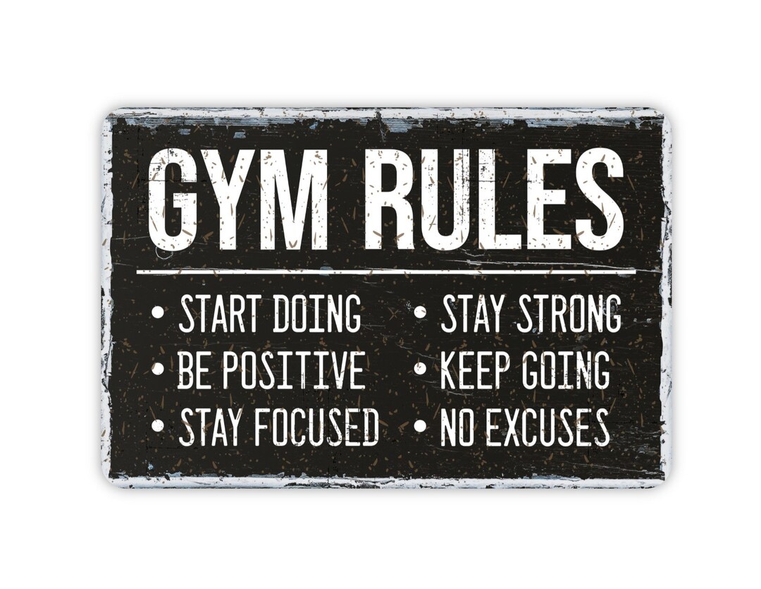 Gym Rules Sign, Rustic Contemporary Modern Farmhouse Metal Wall Decor ...