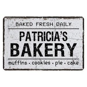 Personalized Custom Bakery Sign, Distressed Contemporary Modern ...