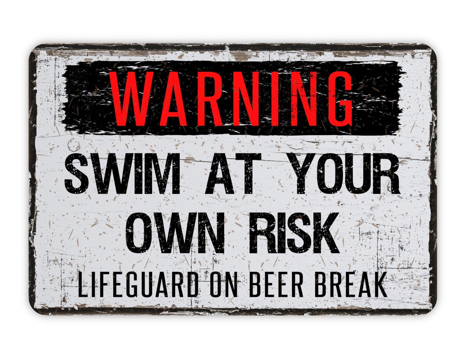 Swim at Your Own Risk Lifeguard on Beer Break Funny Metal - Etsy
