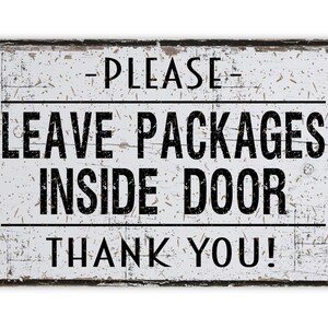 Please Leave Packages Inside Door Sign Custom Modern - Etsy