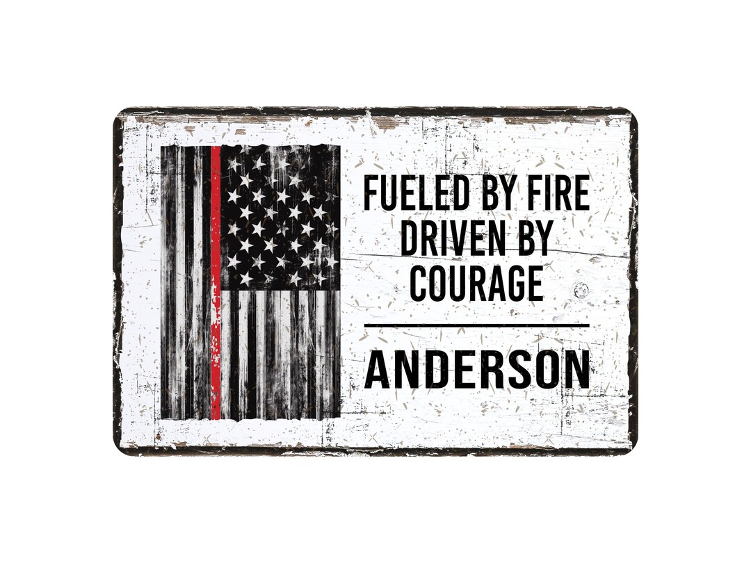 Personalized Fire Fighter Wall Decor, Thin Red Line Metal Sign ...