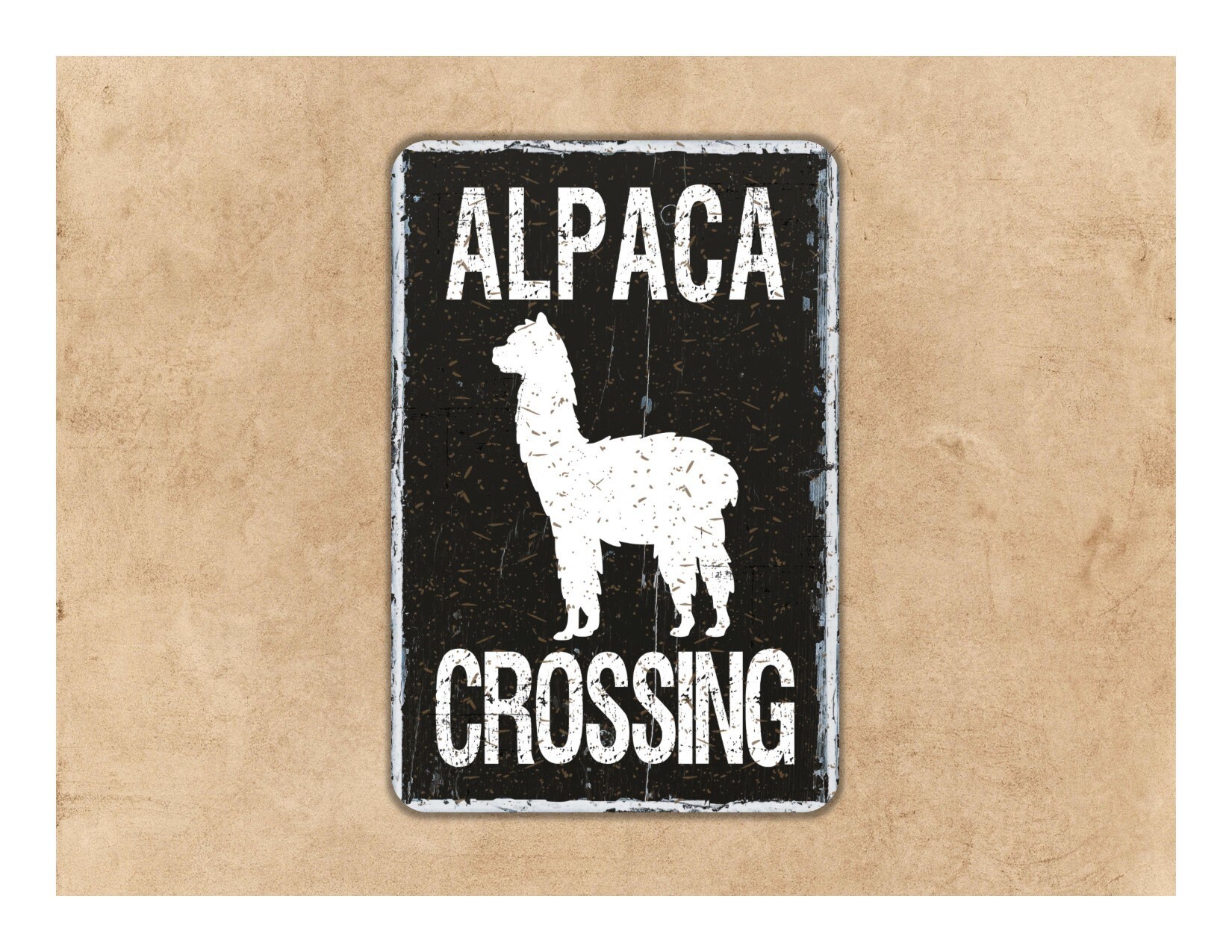 Alpaca Crossing Farm Animal Metal Sign Contemporary Modern | Etsy España